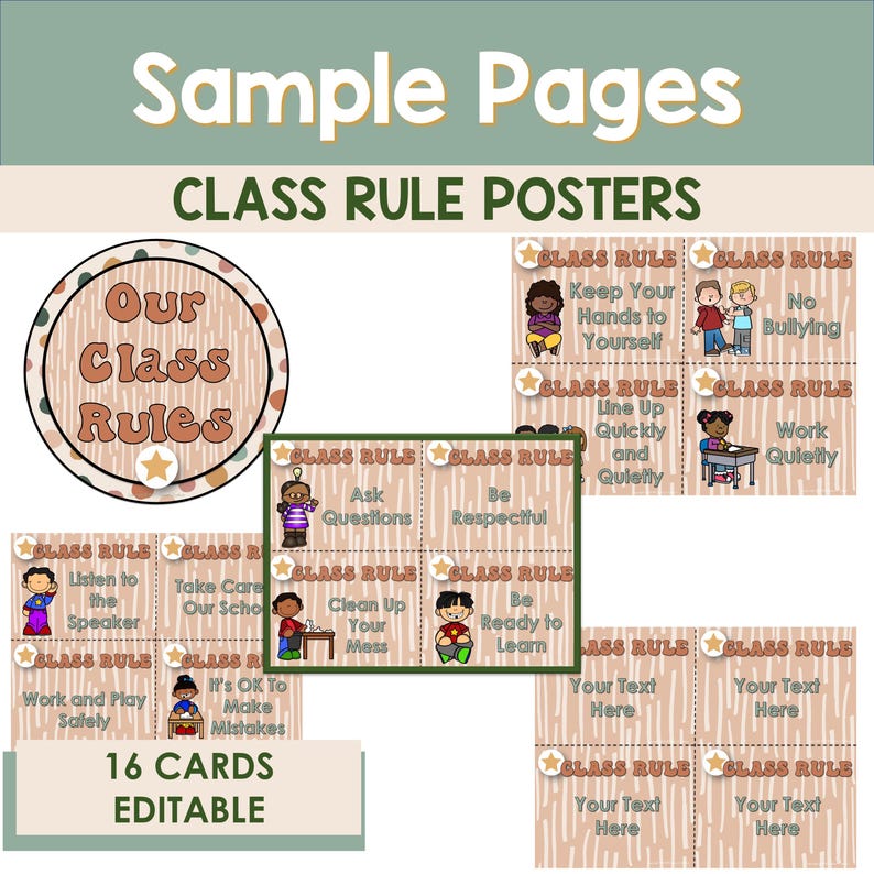 Boho Rainbow Classroom Management Decor Set, Behavior Charts, Class Job ...