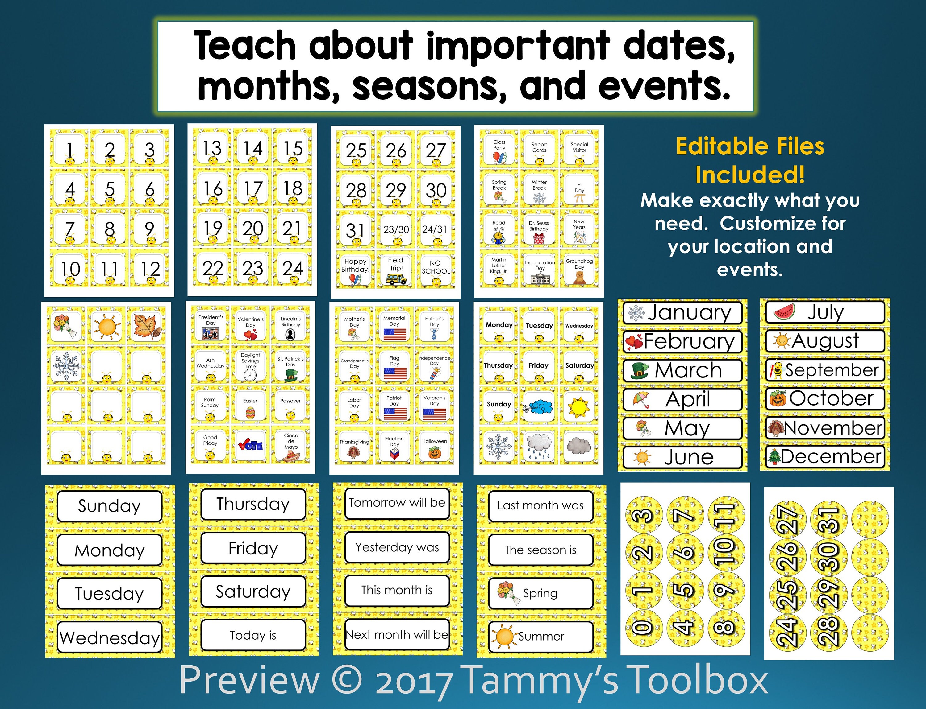 Bee Classroom Decor Calendar and Class Schedule, Bee Theme Classroom ...