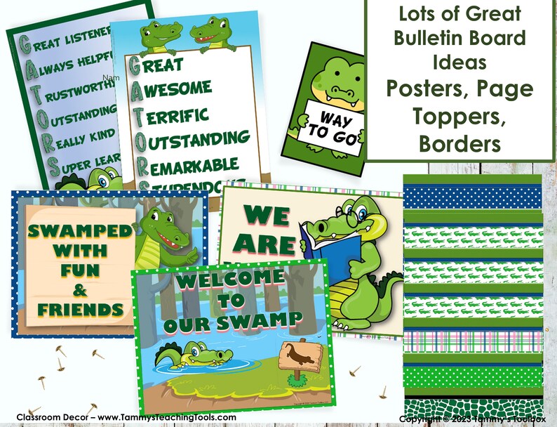 Classroom Decor Set in Alligator Swamp Theme. Includes Bulletin Board ...