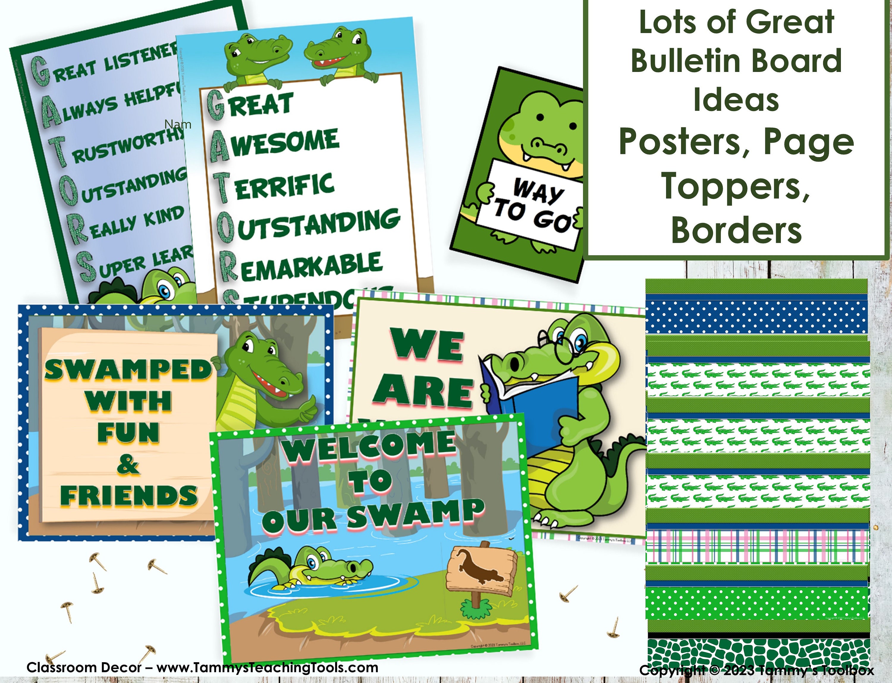 Classroom Decor Set in Alligator Swamp Theme. Includes Bulletin Board ...