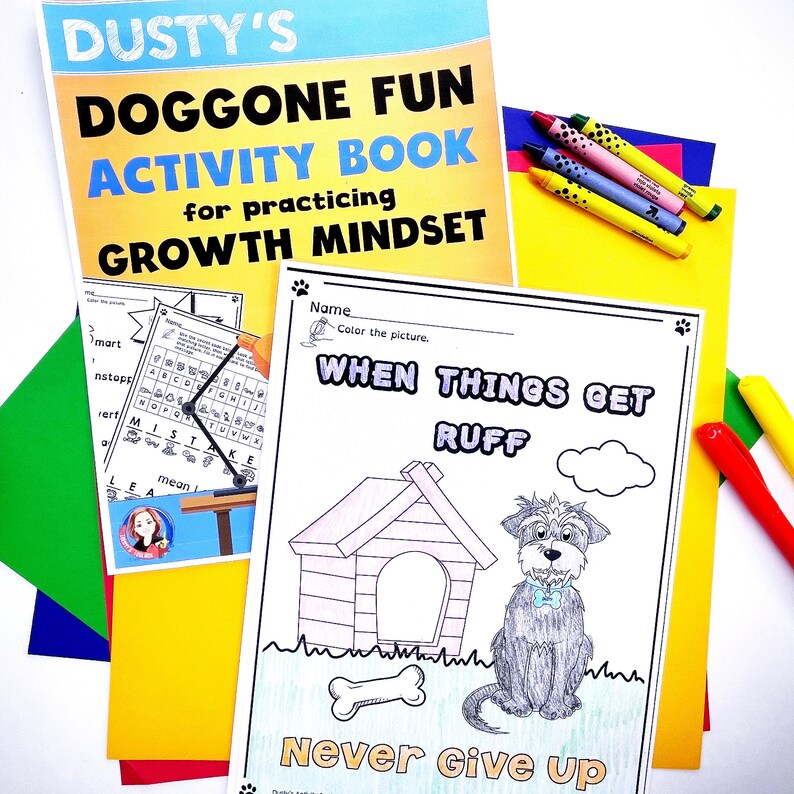Growth Mindset Worksheets Coloring Pages and Activities, Dog Coloring ...
