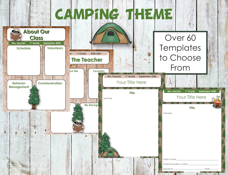 EDITABLE Camping Classroom Newsletter Templates, Rustic Classroom ...