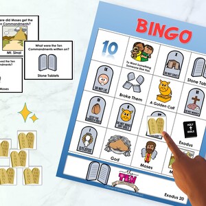 Bible Bingo, Bible Lesson Review Game for Kids, the Ten Commandments ...