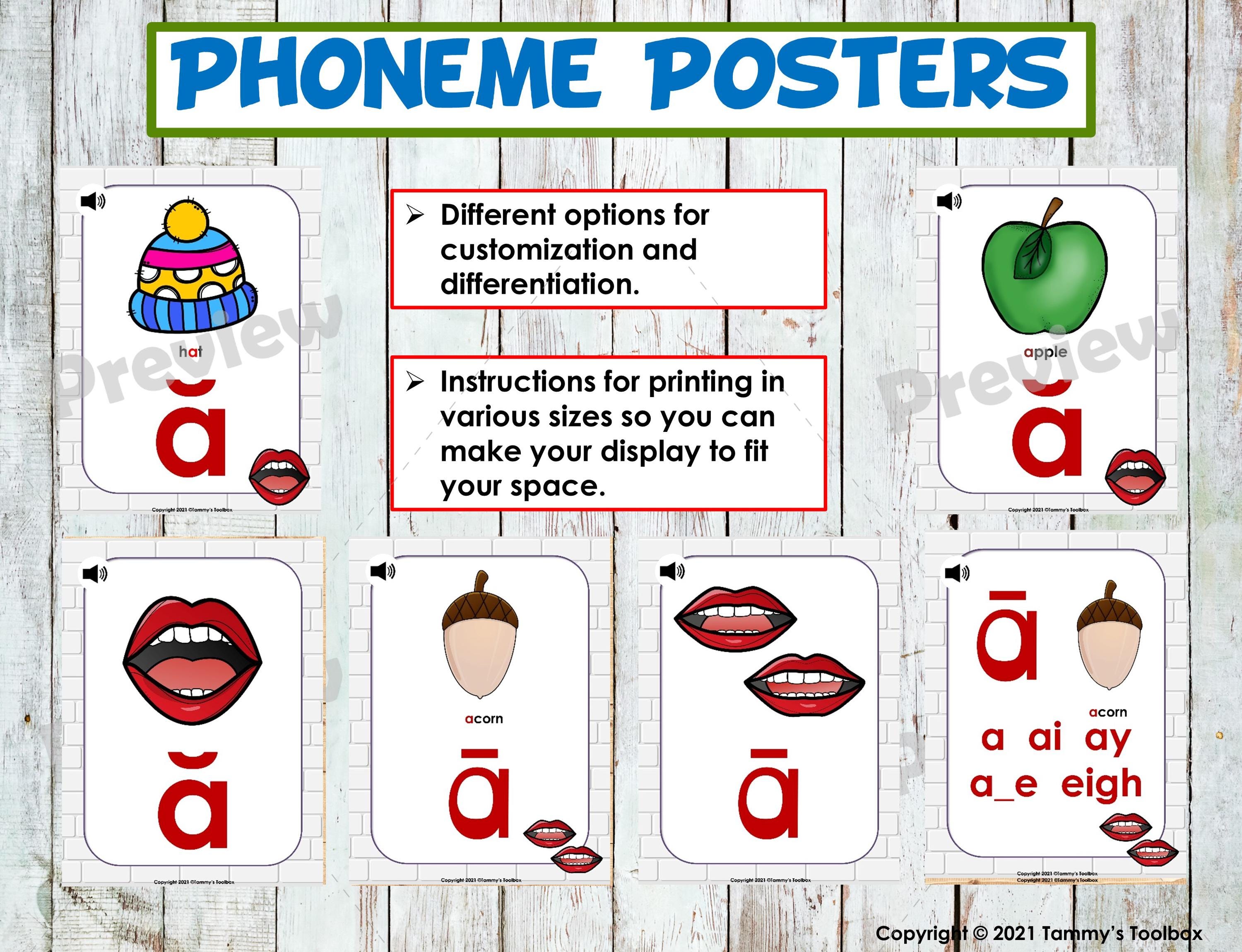 Sound Wall With Mouth Pictures Classroom Decor Kit in Brick Theme ...