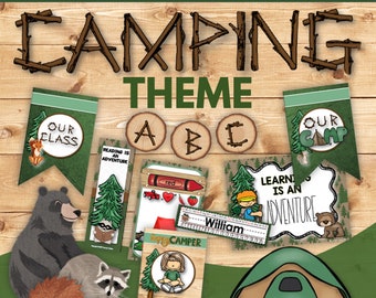 Printable Alphabet Wall Poster Camping Theme Classroom Decor - Etsy