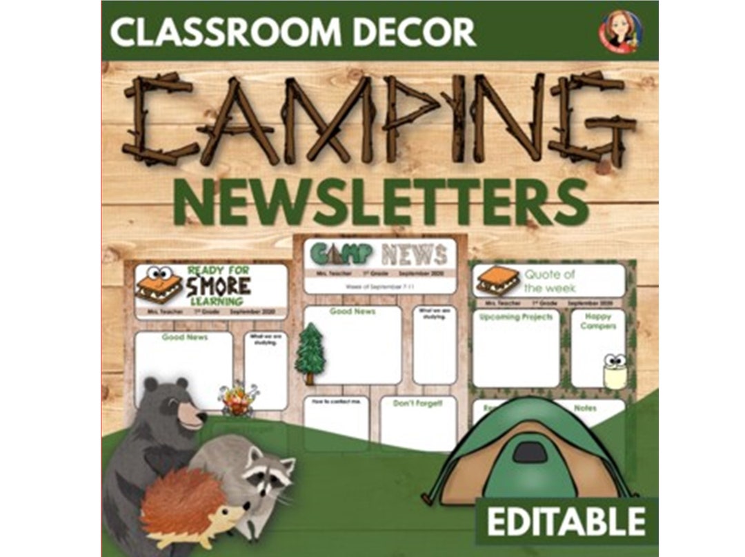 EDITABLE Camping Classroom Newsletter Templates, Rustic Classroom ...