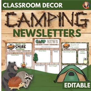 EDITABLE Camping Classroom Newsletter Templates, Rustic Classroom ...