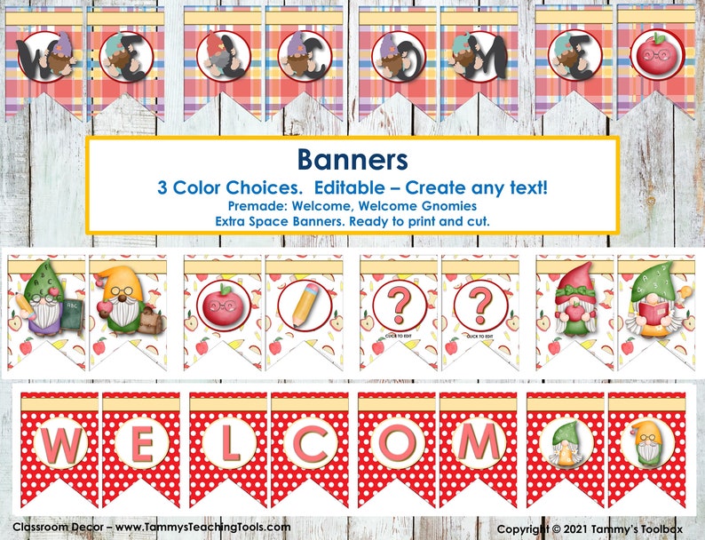 Gnomes at School Classroom Decor Kit and Activities, Colorful Gnome ...