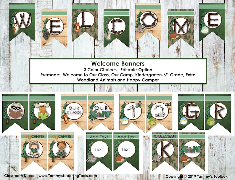 Camping Classroom Decor Editable, Printable Rustic Classroom, Camping ...