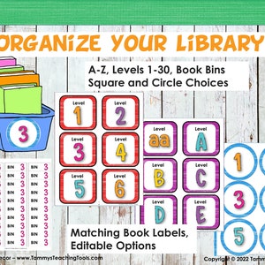Classroom Library Book Bin Labels in Colorful Brights, Colorful Rainbow ...