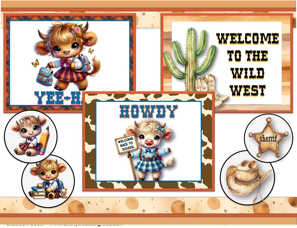 Western Classroom Decor Bundle With Highland Cows | Editable Bulletin ...
