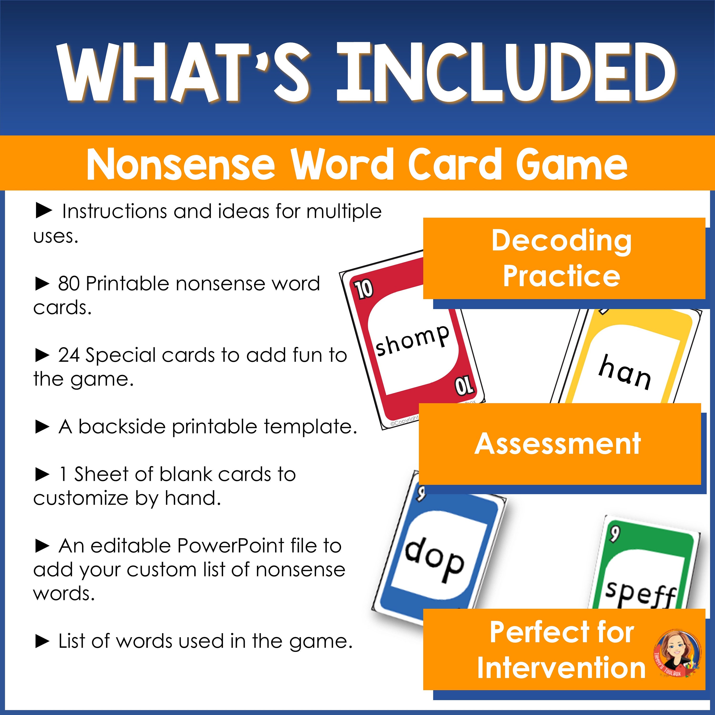 Decoding Nonsense Words Phonics Card Game for Classroom and Home. Fun ...