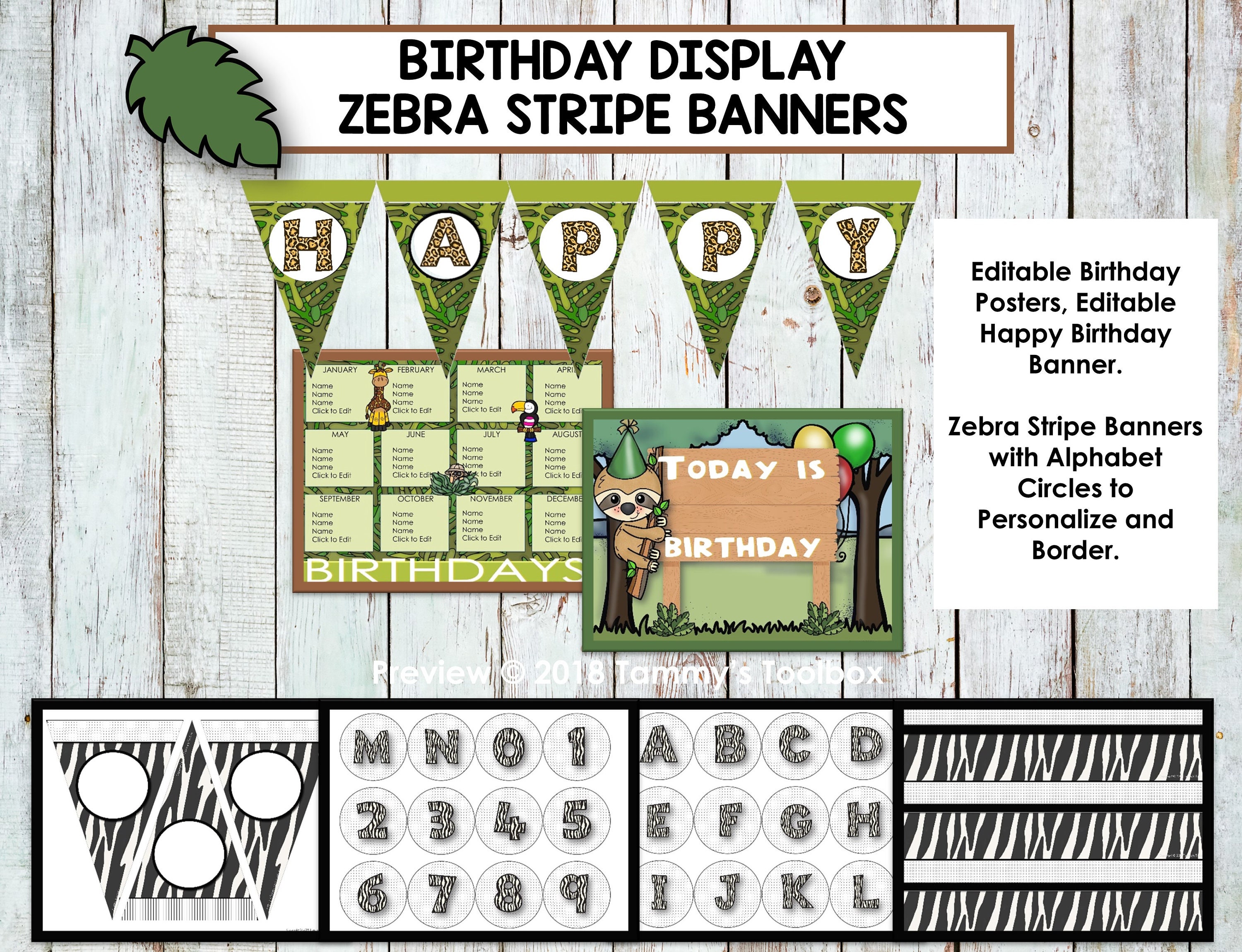 Jungle Safari Theme Classroom Decor Growth Mindset Editable Bundle ...