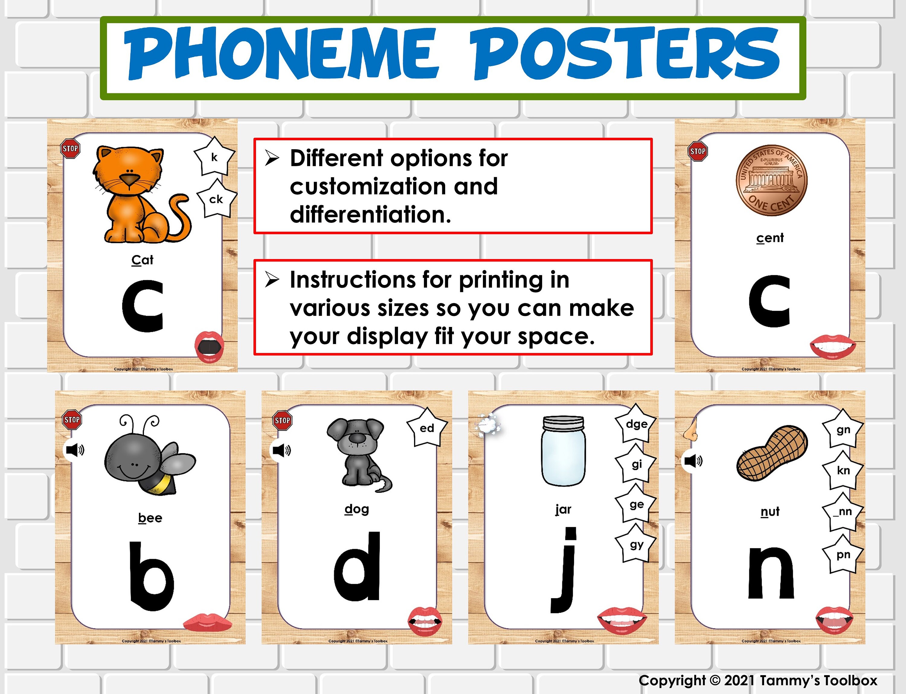 Sound Wall With Mouth Pictures for Science of Reading in Bright ...