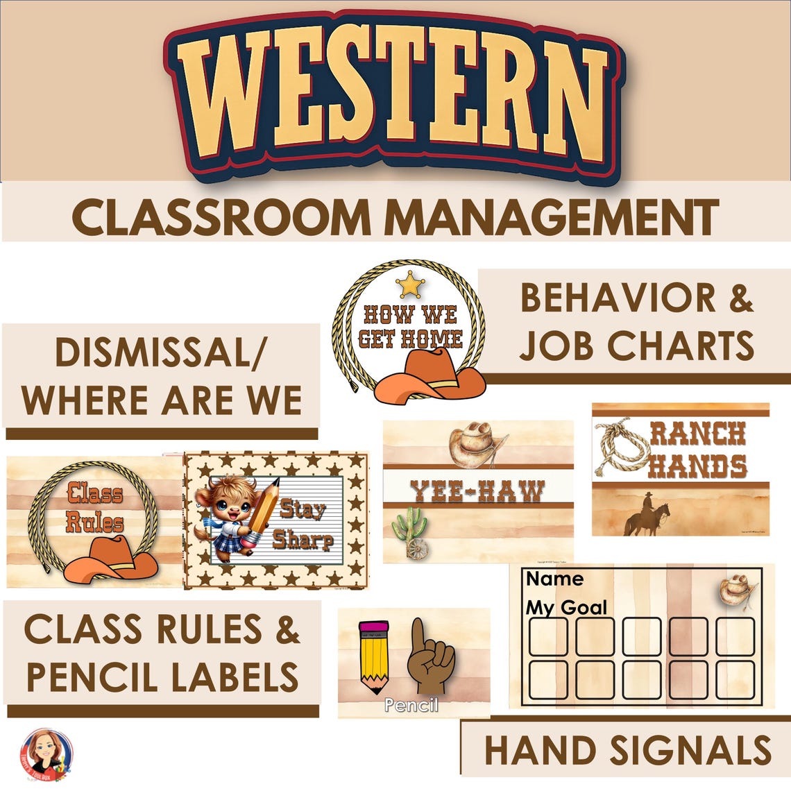 Western Classroom Management Set | Editable Behavior Chart, Class Jobs ...