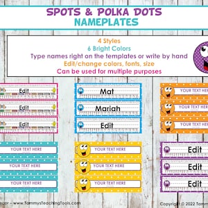 Editable Desk Name Plates, Class Name Tags, and Table Signs in Bright ...
