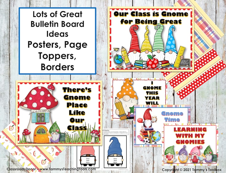 Gnomes at School Classroom Decor Kit and Activities, Colorful Gnome ...