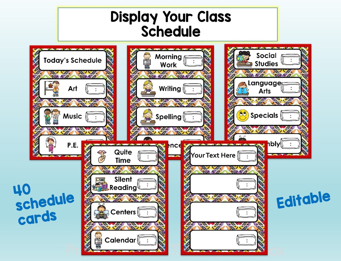 Editable Classroom Calendar in Crayon Theme, Crayon Classroom Decor ...