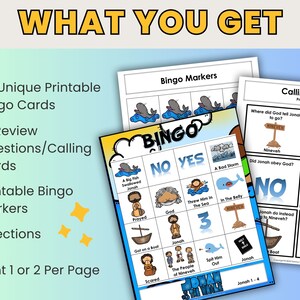 Bible Bingo, Bible Lesson Review Game for Kids, the Story of Jonah ...
