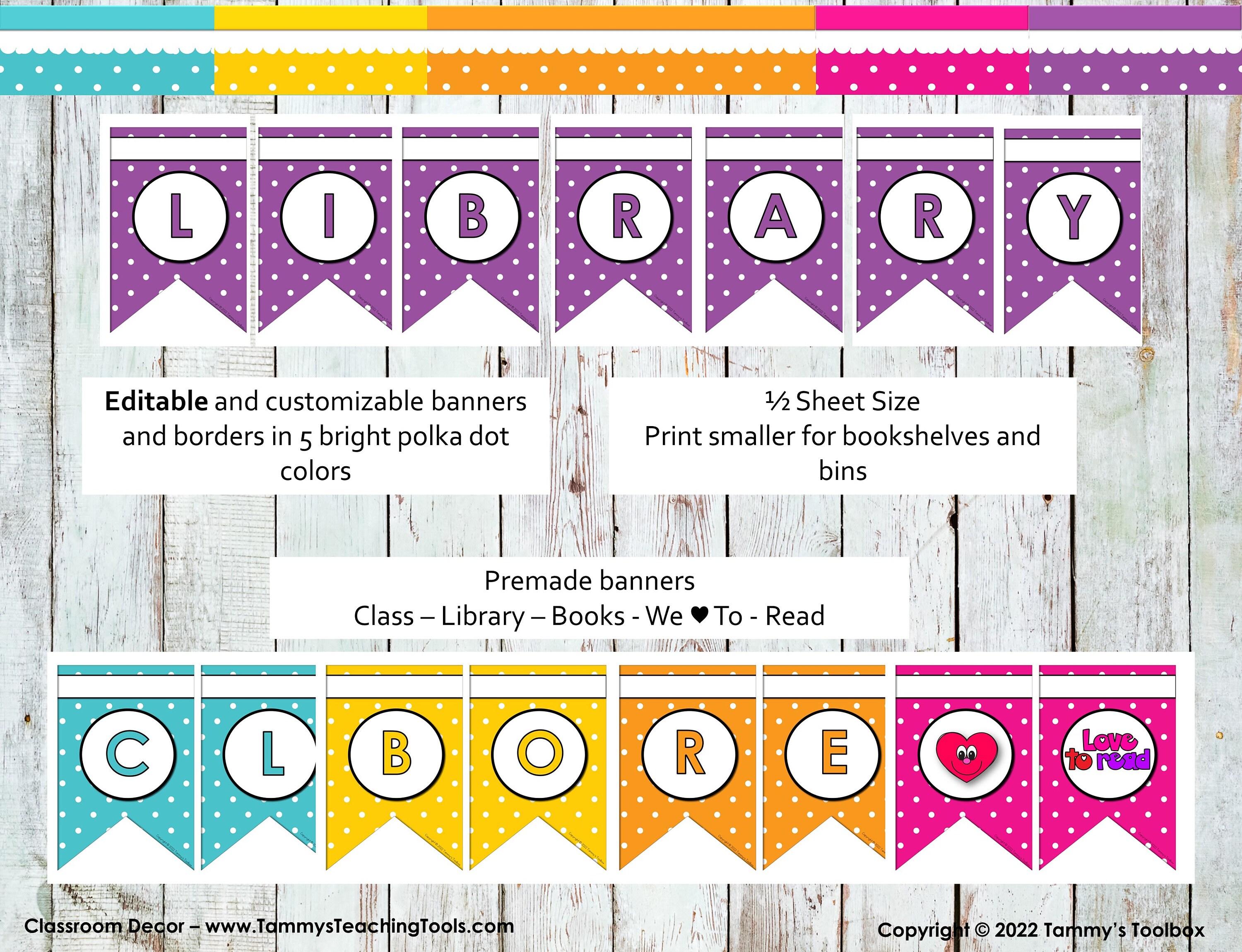 Classroom Library Genre Posters and Book Care in Polka Dots - Etsy