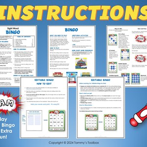 Editable Sight Word Bingo Game Set for High-frequency Words - 30 Unique ...