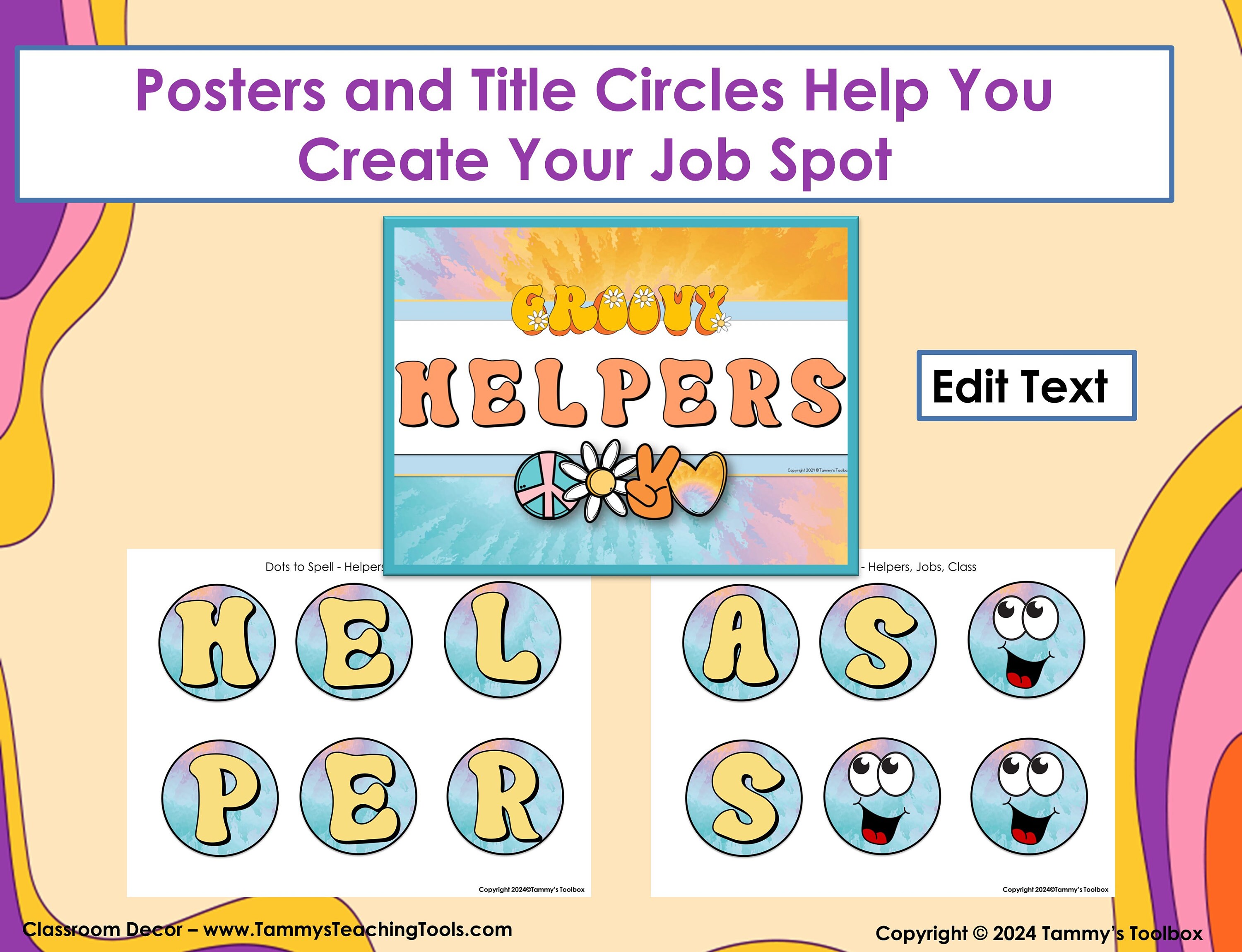 Editable Groovy Retro Classroom Decor, Class Job Chart, Classroom ...