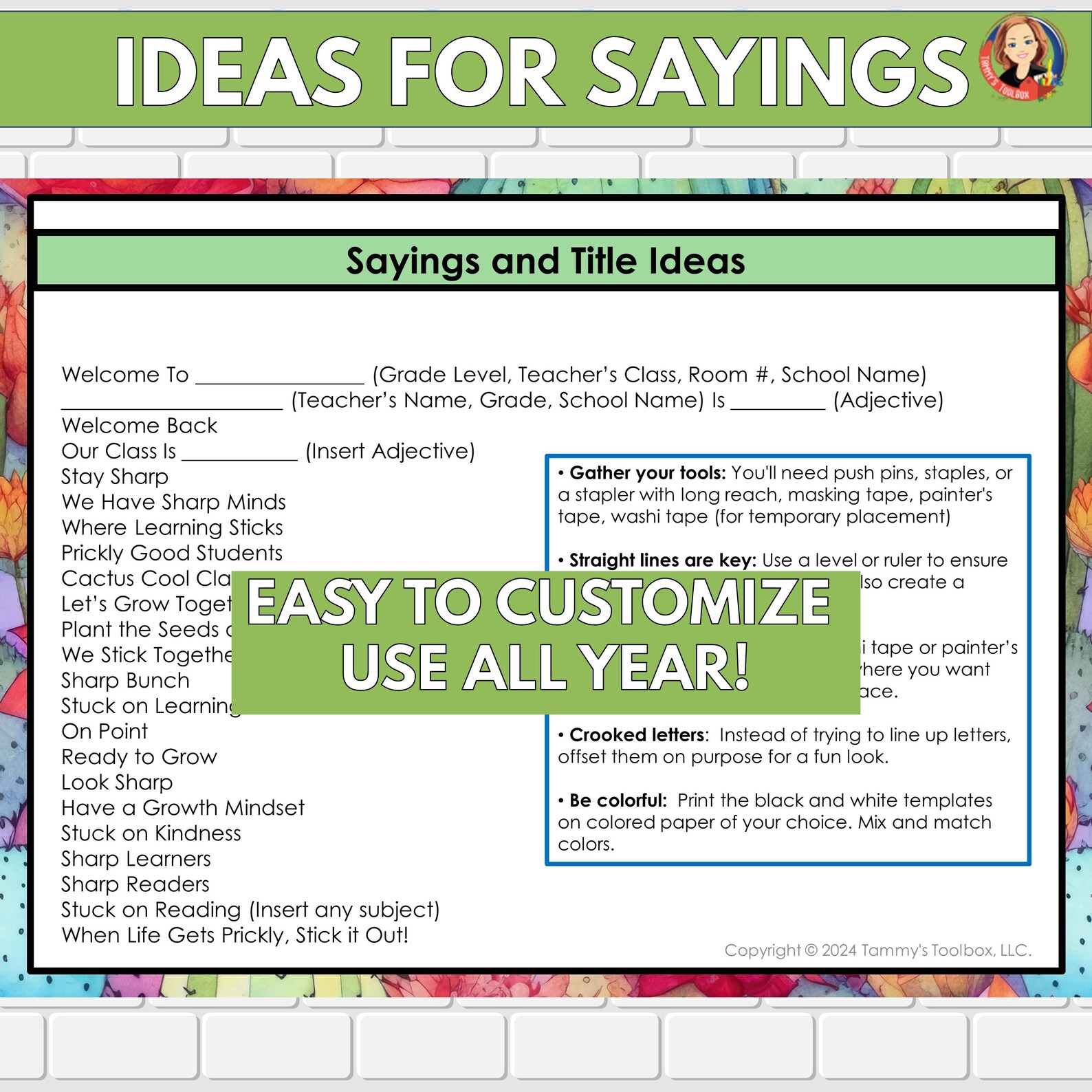 Cactus Classroom Decor Kit: Back to School Bulletin Board Set With A-Z ...