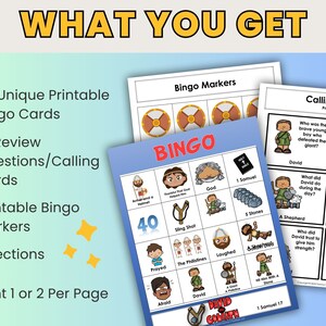 Bible Bingo, Bible Lesson Review Game for Kids, David and Goliath ...