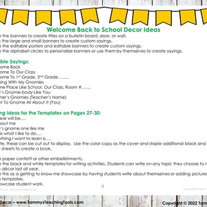 Gnome Back to School Bulletin Board and Getting to Know Me Activities ...