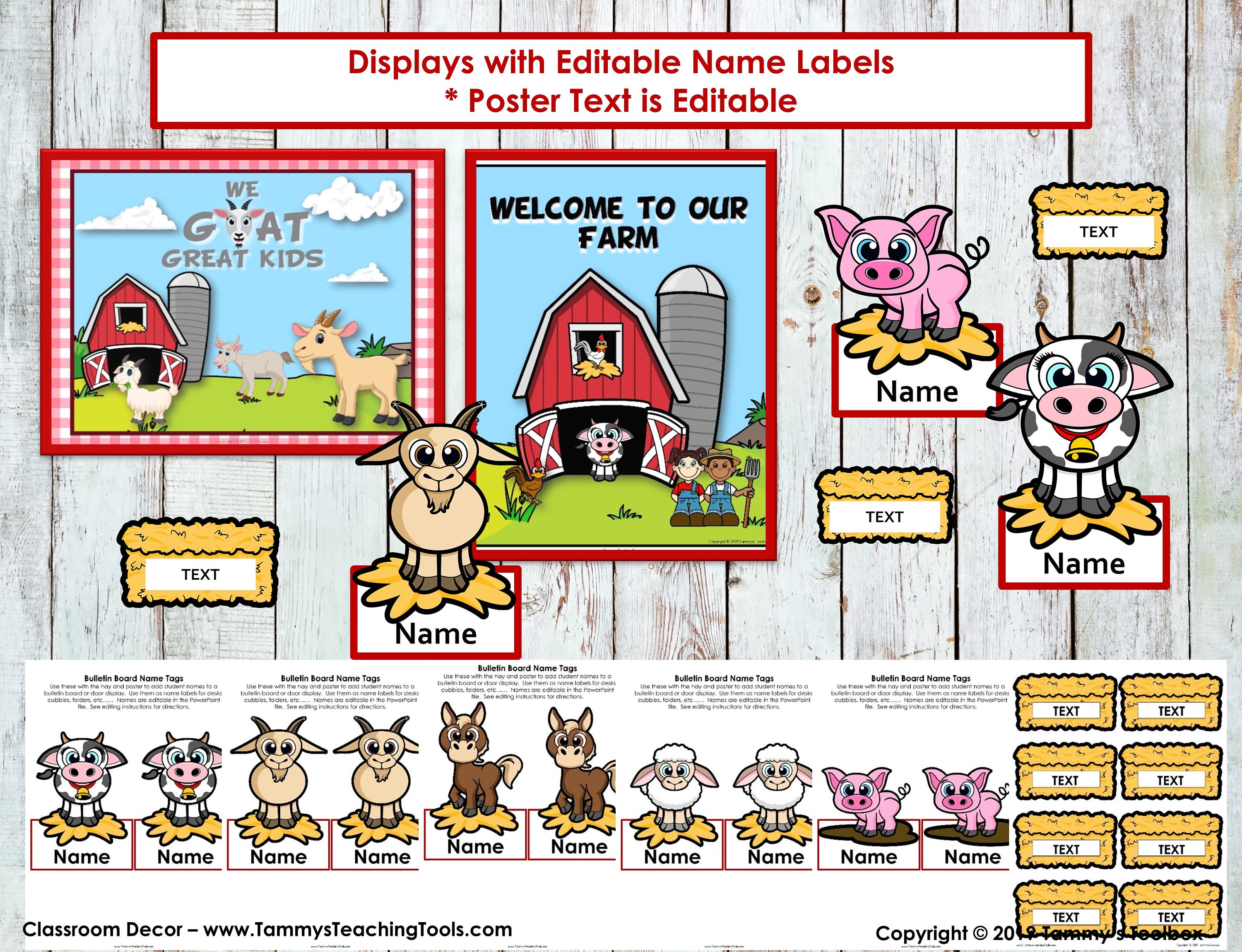 Classroom Decor With Farm and Farm Animals Theme, Printable Farm ...