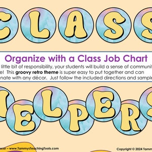 Editable Groovy Retro Classroom Decor, Class Job Chart, Classroom ...