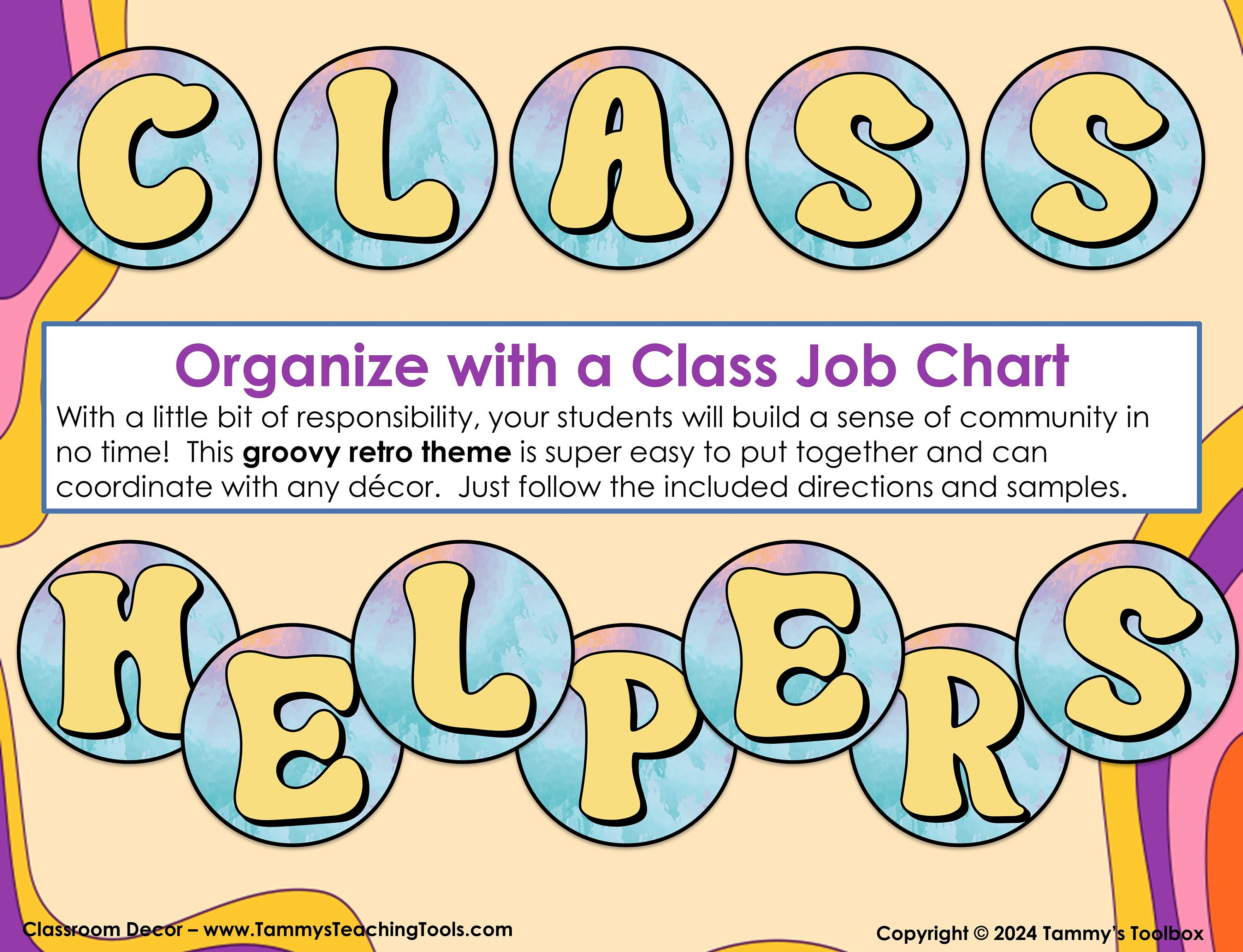 Editable Groovy Retro Classroom Decor, Class Job Chart, Classroom ...