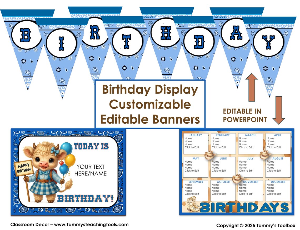 Western Classroom Decor Bundle With Highland Cows | Editable Bulletin ...