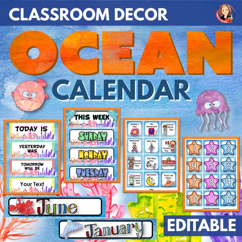 Ocean Under the Sea Theme Classroom Calendar - Etsy