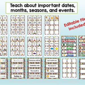 Editable Classroom Calendar in Crayon Theme, Crayon Classroom Decor ...