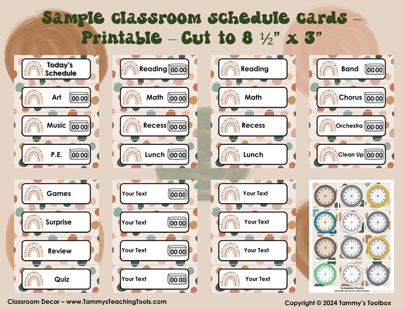 Boho Rainbow Classroom Schedule Cards, Editable Calming Boho Theme ...