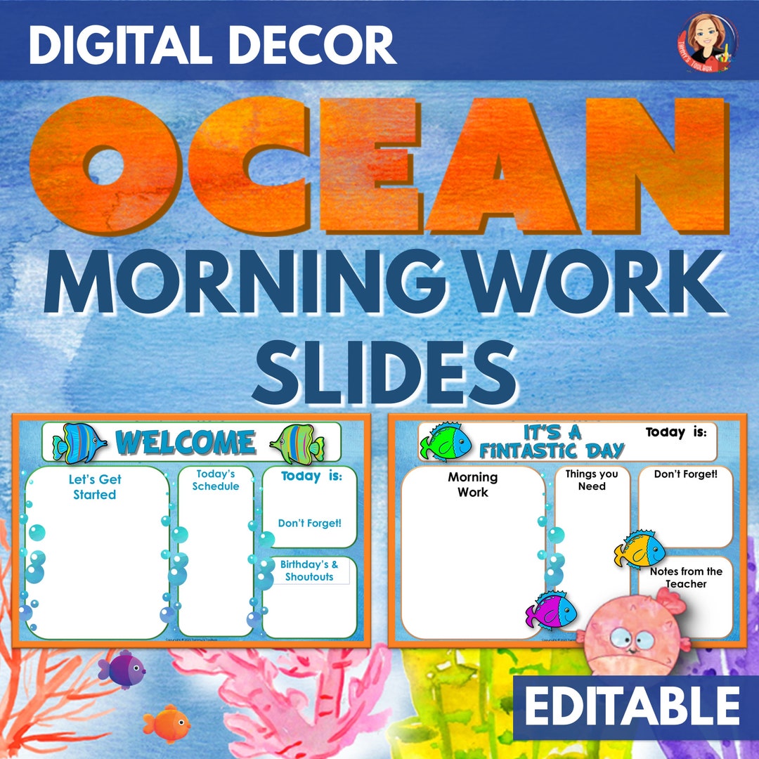 Digital Morning Work Assignment Slides in Ocean Under the Sea Theme ...