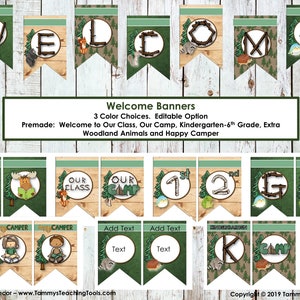 Editable Camping Classroom Decor Bundle With Woodland Animals, Rustic ...