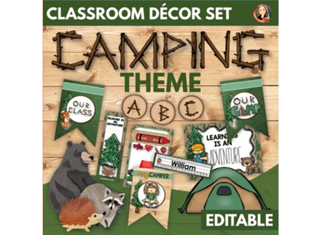 Camping Classroom Decor Editable, Printable Rustic Classroom, Camping ...