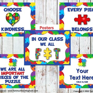 Puzzle Pieces Back to School Bulletin Board, All About Me Activity ...