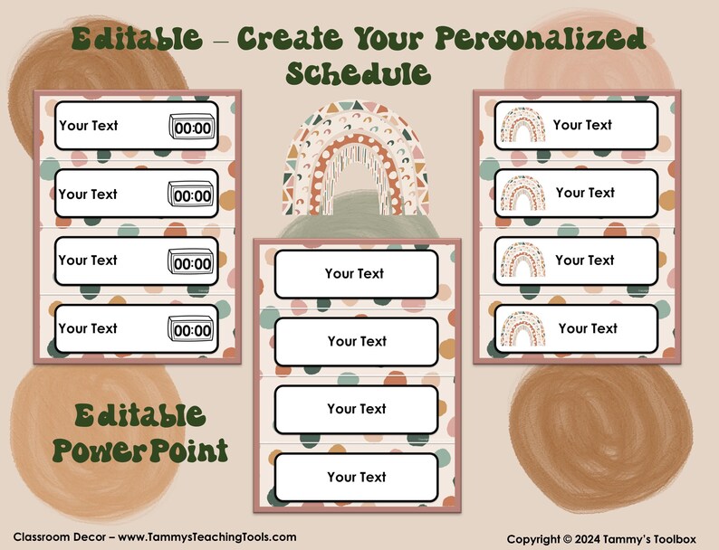 Boho Rainbow Classroom Schedule Cards, Editable Calming Boho Theme ...