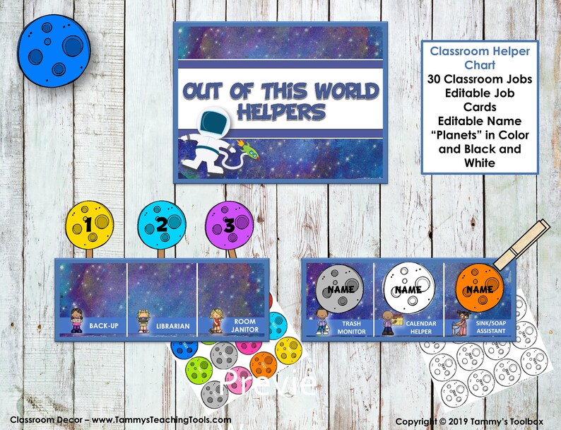Galaxy Outer Space Classroom Schedule and Management Decor Set ...