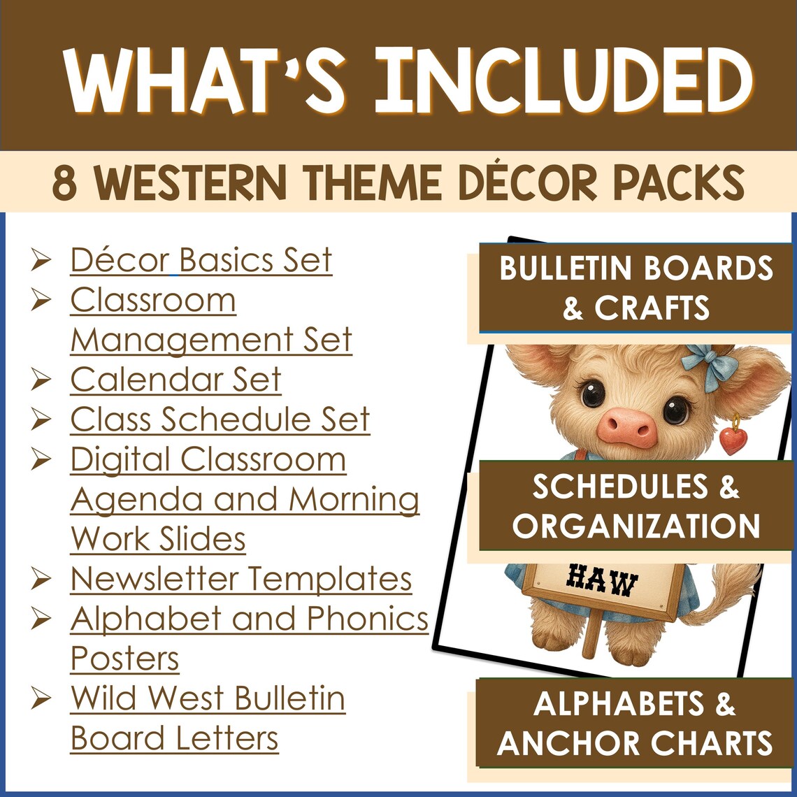 Editable Wild Western Classroom Decor Bundle | Highland Cow Theme ...