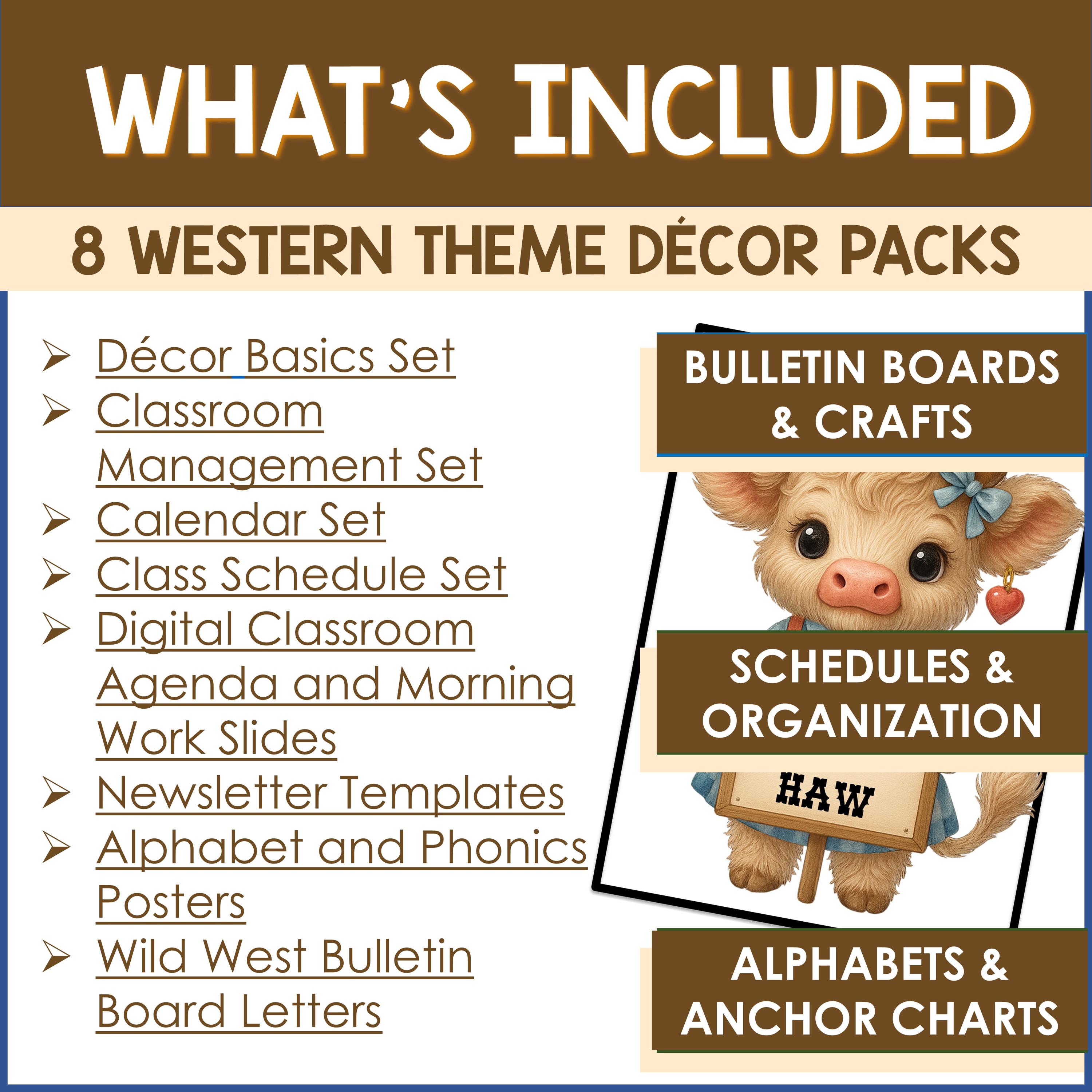 Editable Wild Western Classroom Decor Bundle | Highland Cow Theme ...