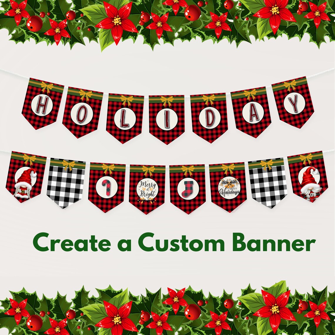 Printable Holiday Christmas Banner Pennants for Party and Bulletin ...