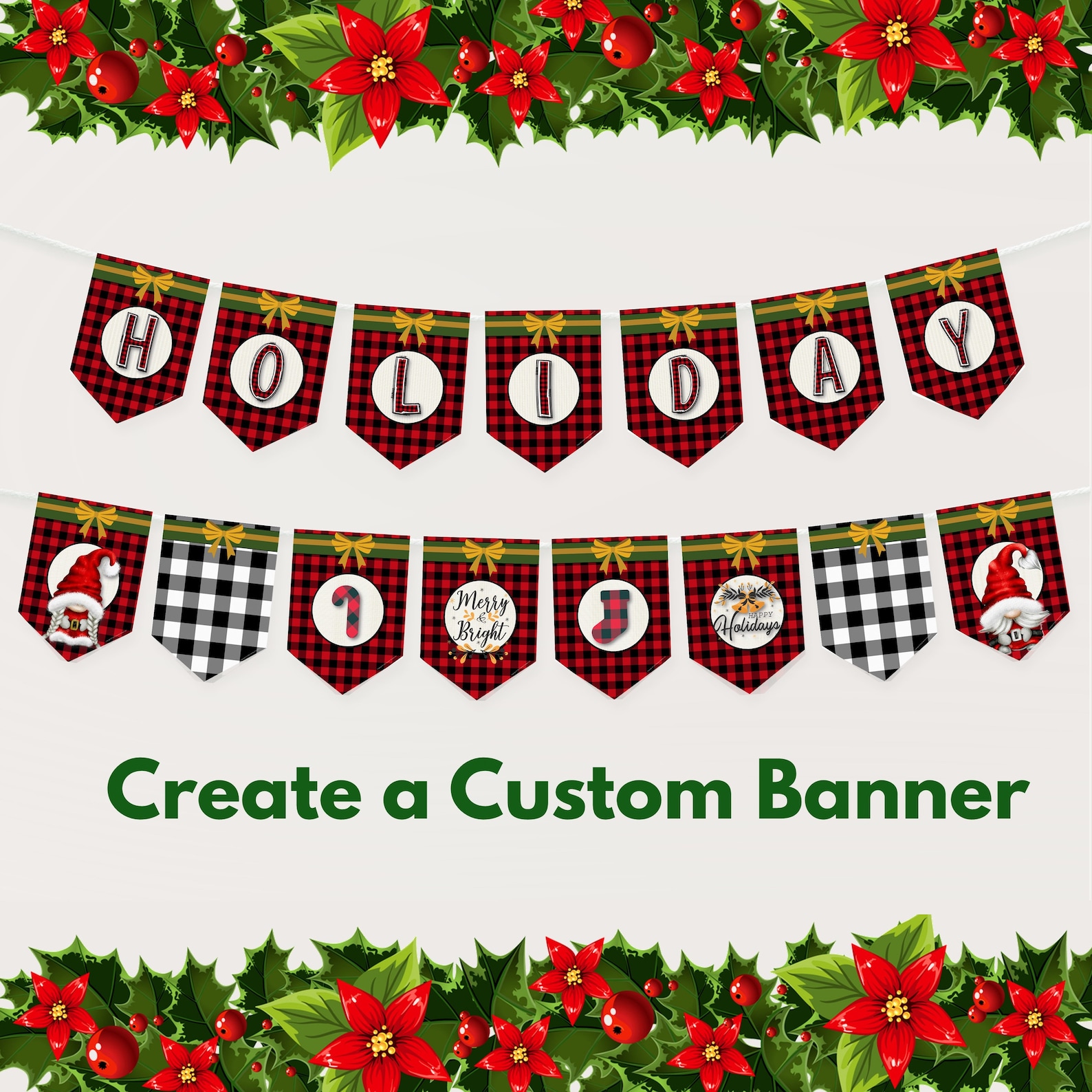 Printable Holiday Christmas Banner Pennants for Party and Bulletin ...