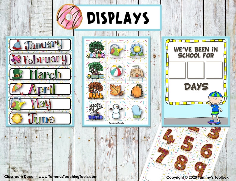 Editable Classroom Calendar in Donut Theme, Donut Classroom Decor ...