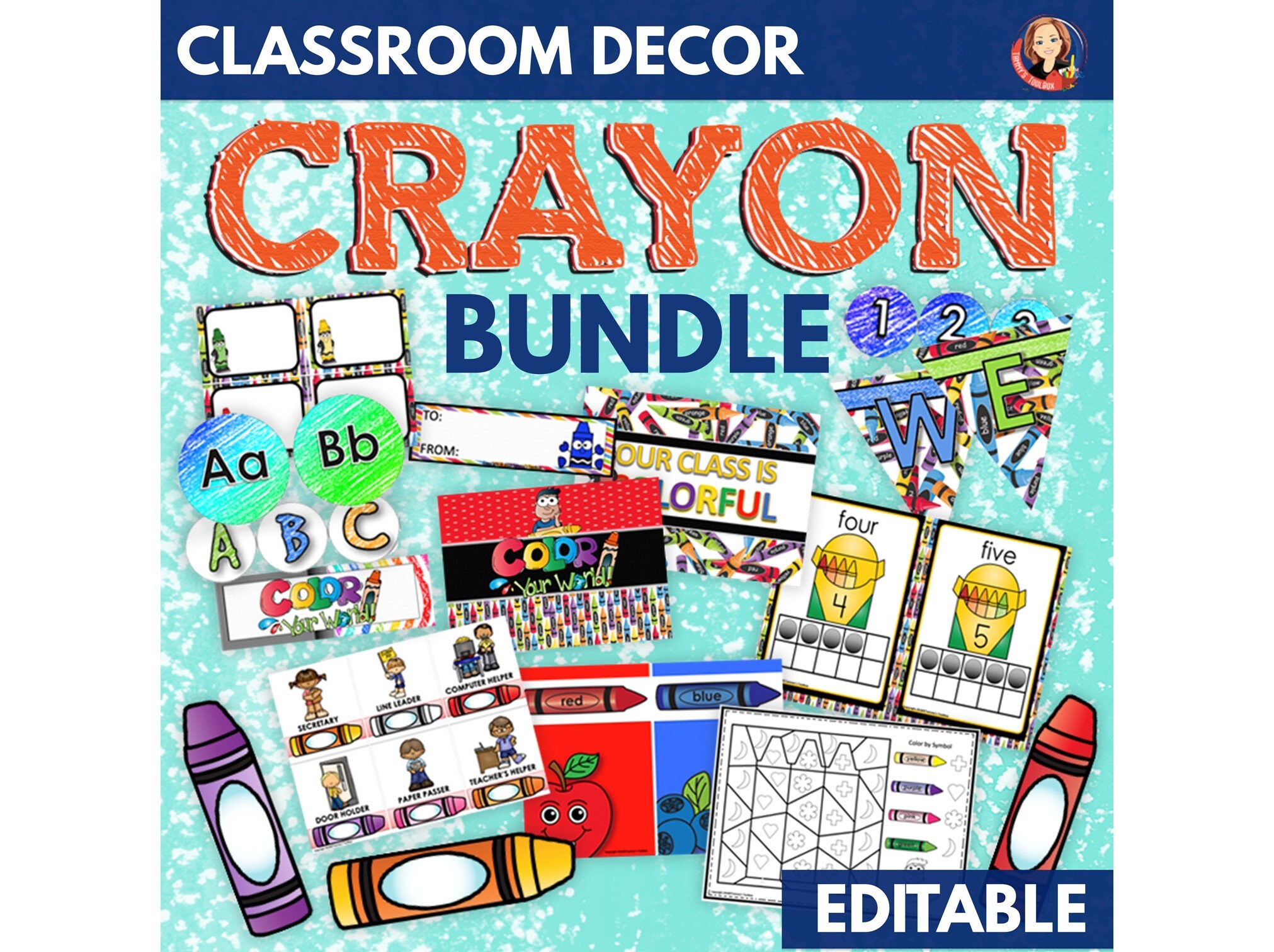 Crayon Classroom Decor Bundle, Crayon Theme Bulletin Board, Posters ...