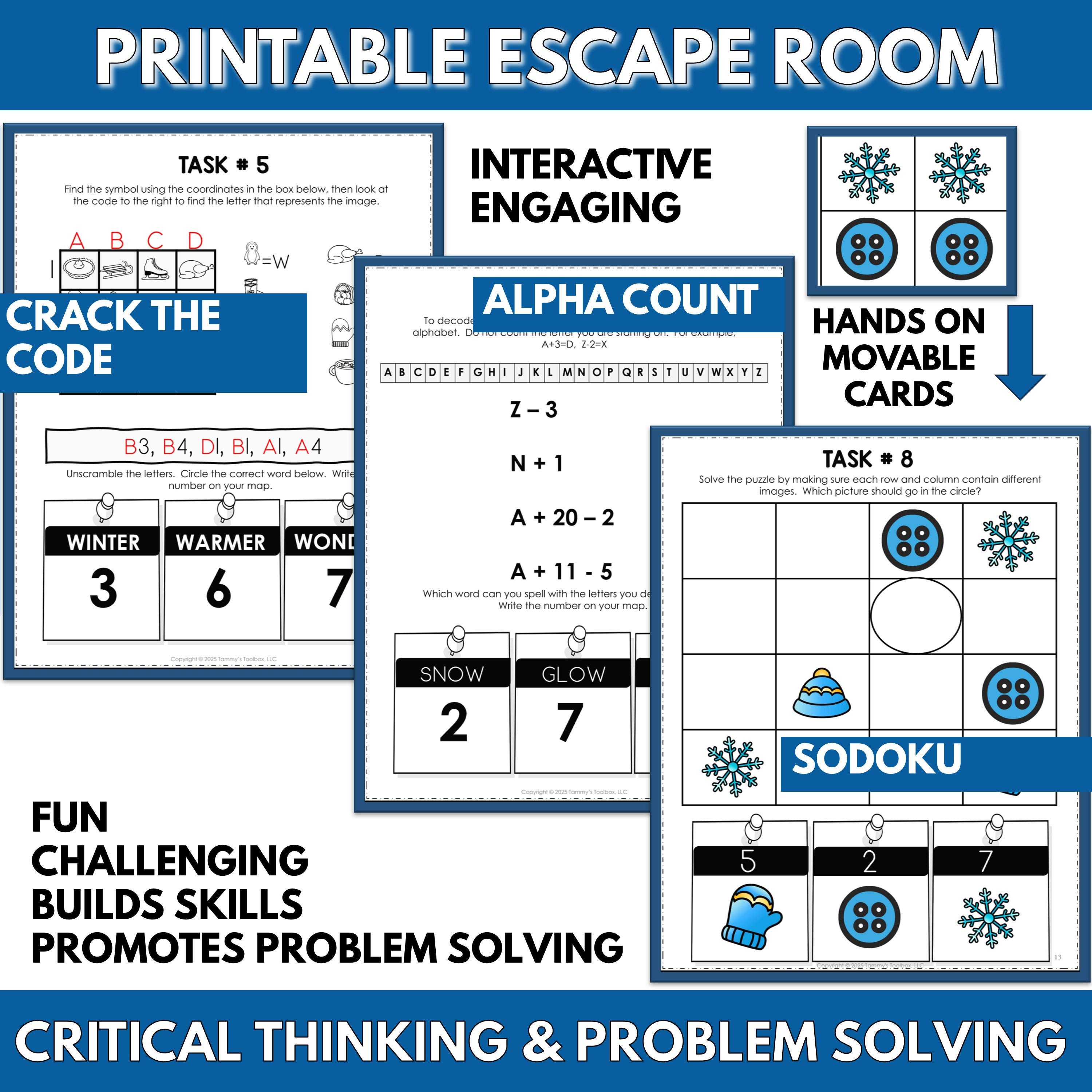 Winter Escape Room for Kids, Printable Party Game, Family and Classroom ...