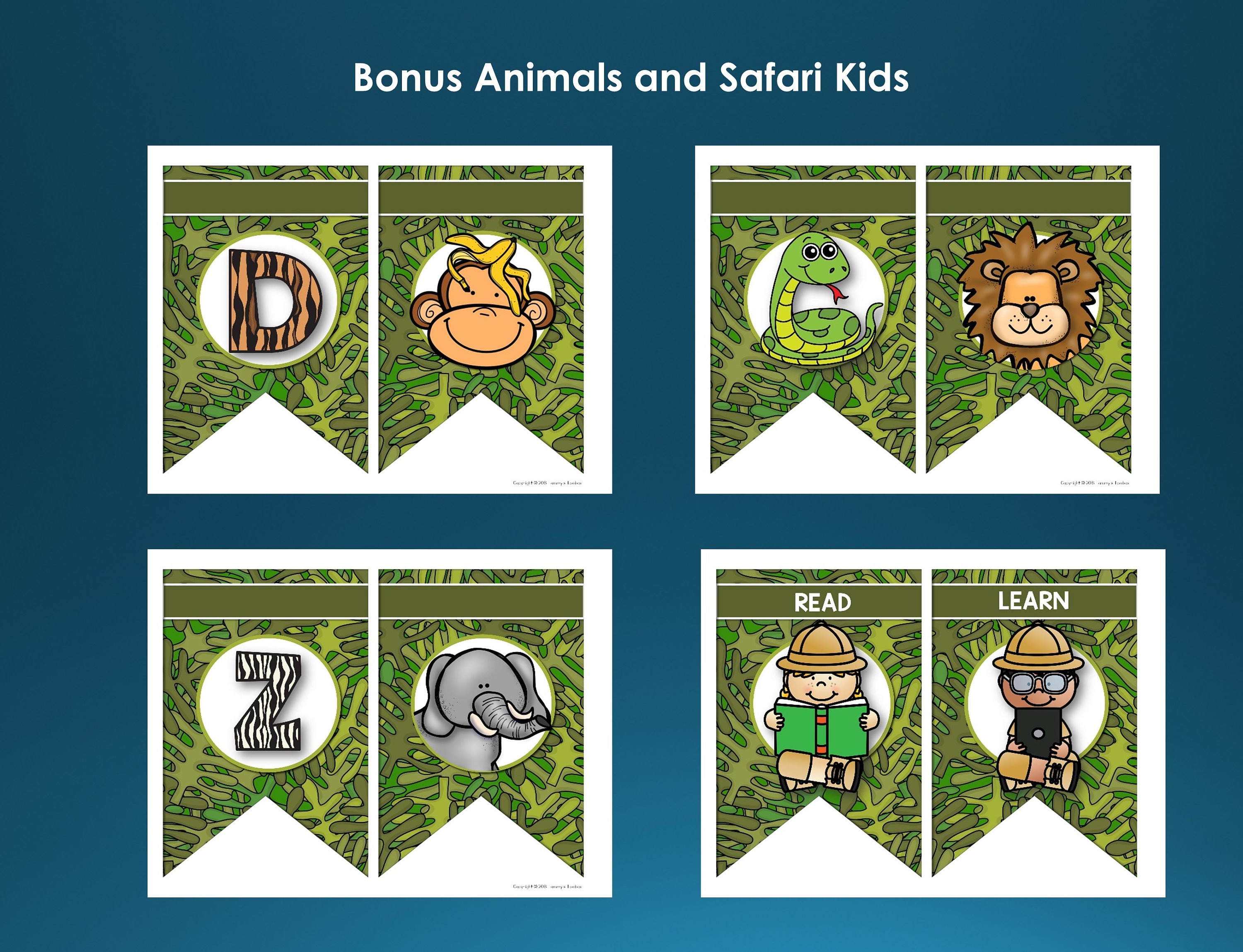 Jungle Safari Theme Classroom Decor Growth Mindset Banners, Bulletin ...